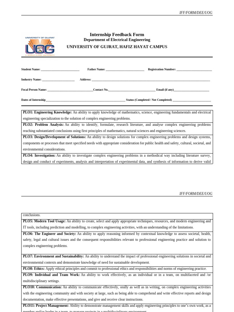 Annex-C4 (Internship Feedback Form ) | PDF | Engineering | Science