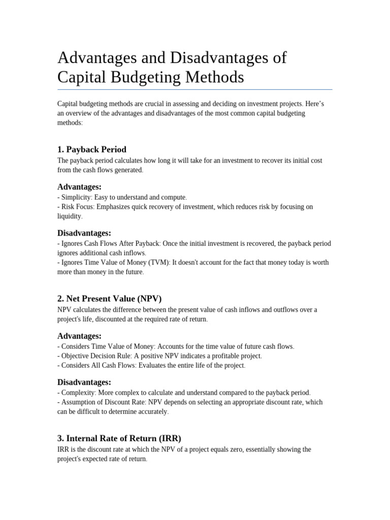 Capital_Budgeting_Methods | PDF | Net Present Value | Capital Budgeting