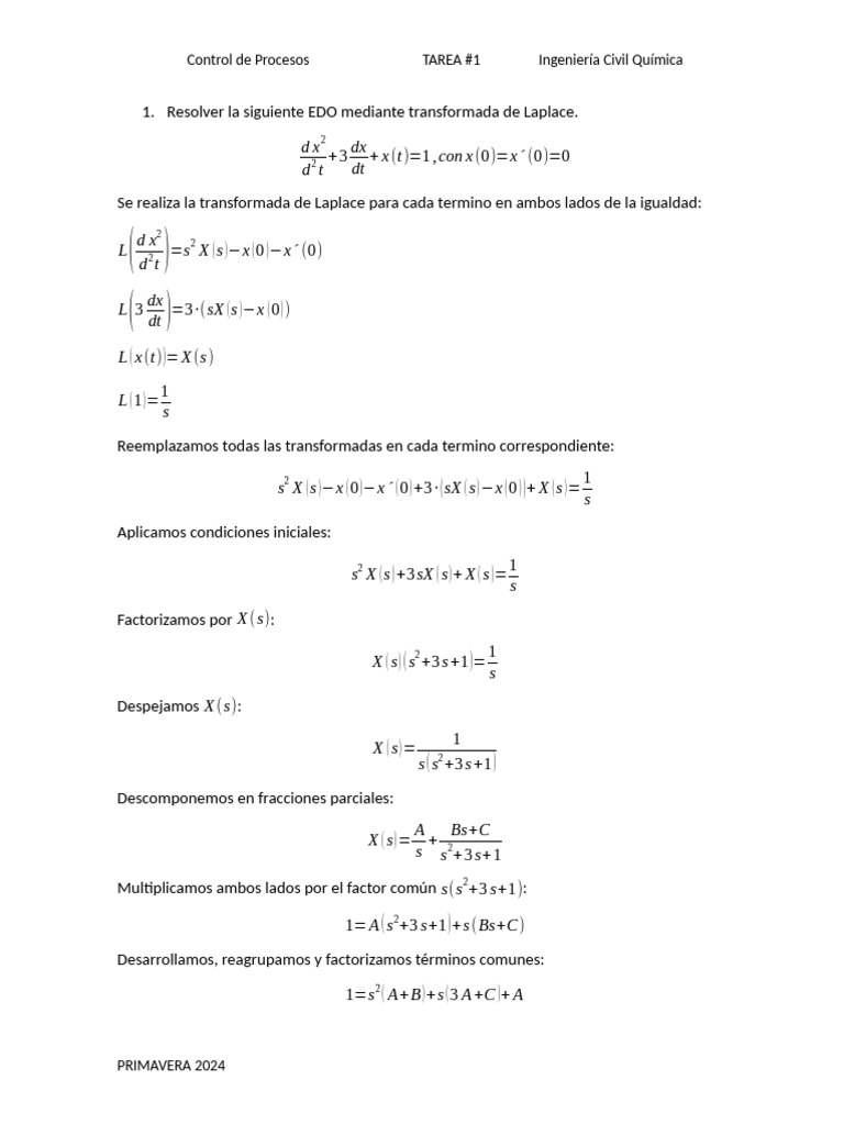 Tarea 1 Control Procesos | PDF | Objetos matemáticos | Matemáticas