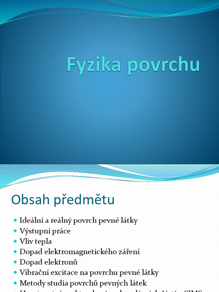Fyzika Povrchu - Přednáška | PDF