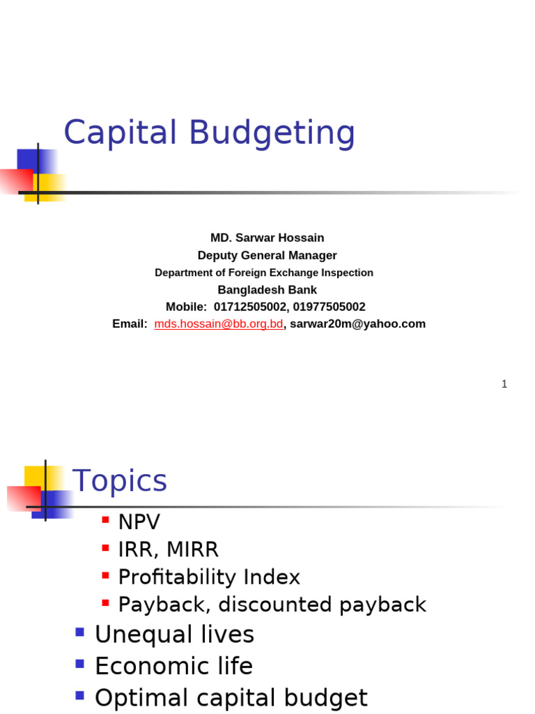 Cap Budgeting | PDF | Capital Budgeting | Net Present Value