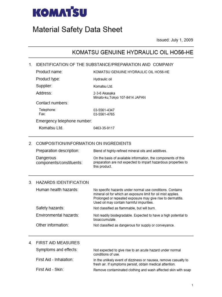 HO56-HE_MSDS_en_KLTD-1 | PDF | Hazards | Toxicity