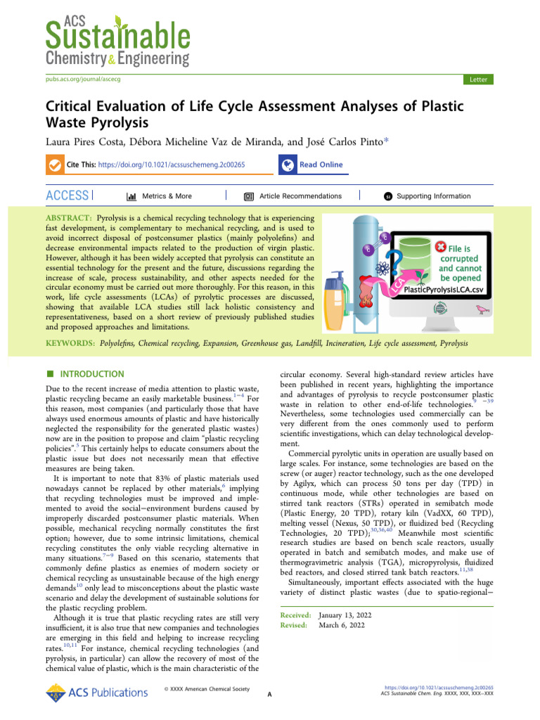 Critical Evaluationof Life Cycle Assessment Analysesof ...