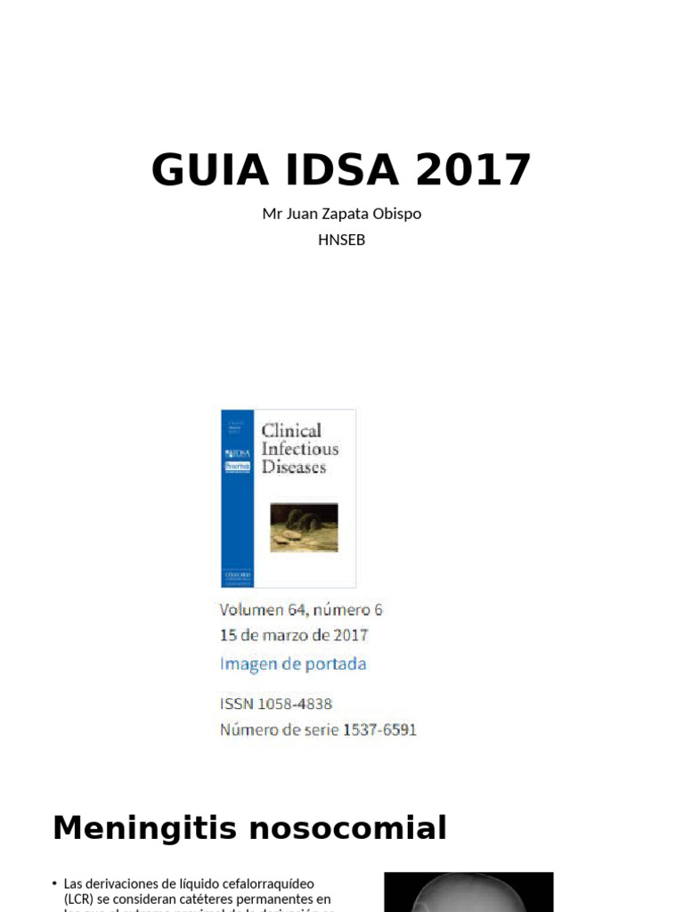 Exposicion de Guia Idsa Venriculitis | PDF | Meningitis | Fluido cerebroespinal