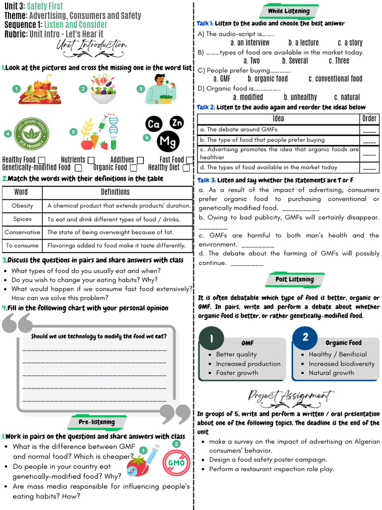 1.let - S Hear It Worksheet | PDF | Organic Foods | Foods