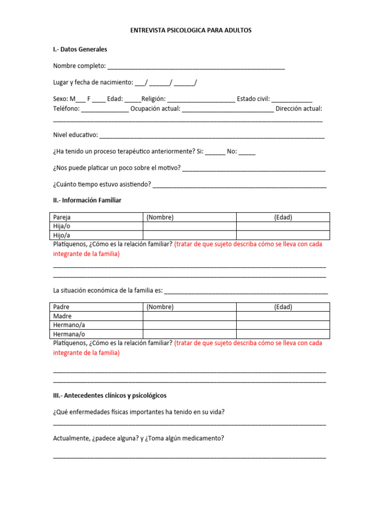 Entrevista a Un Adulto. | PDF | Conceptos psicologicos | Ciencias del comportamiento