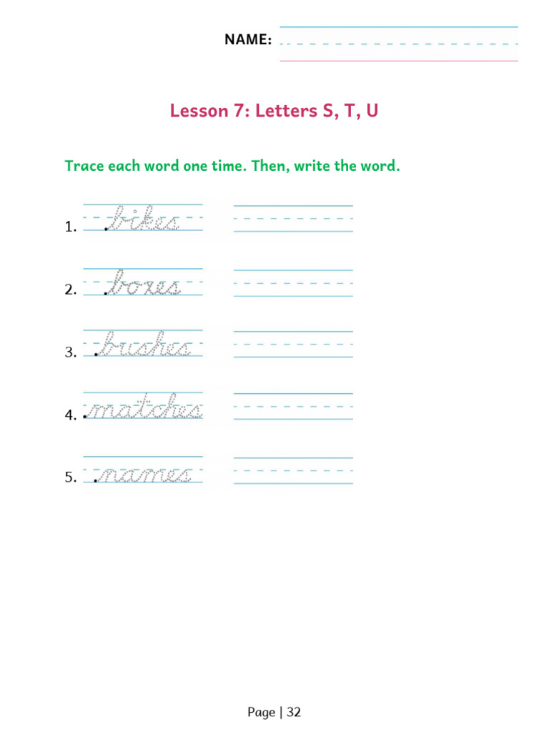 2GP U7 L7 Letters STU | PDF | Language Arts & Discipline