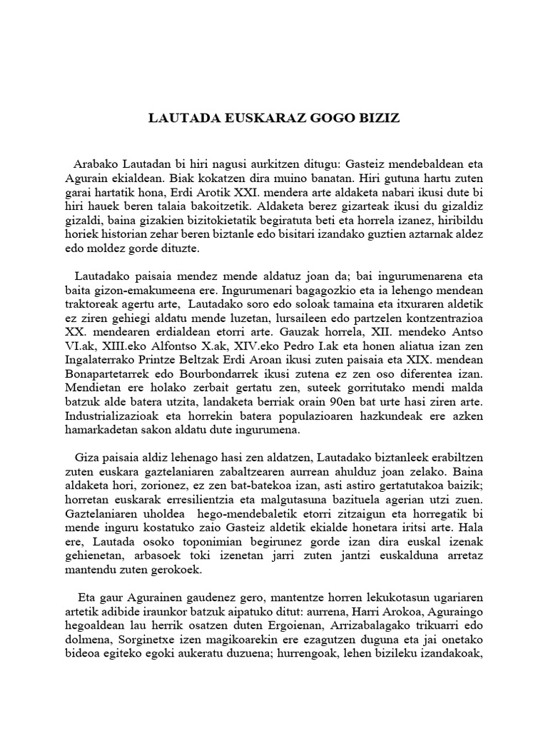 Lautada Euskaraz Gogobiziz | PDF