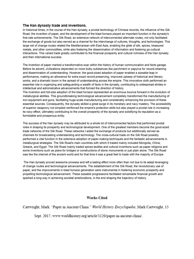 The Han Dynasty Trade and Inventions | PDF | Silk Road | Trade