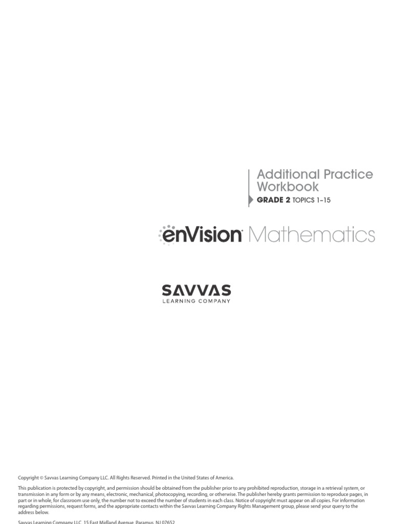 Grade 2 Additional Practice Workbook Answer Key (English) | PDF