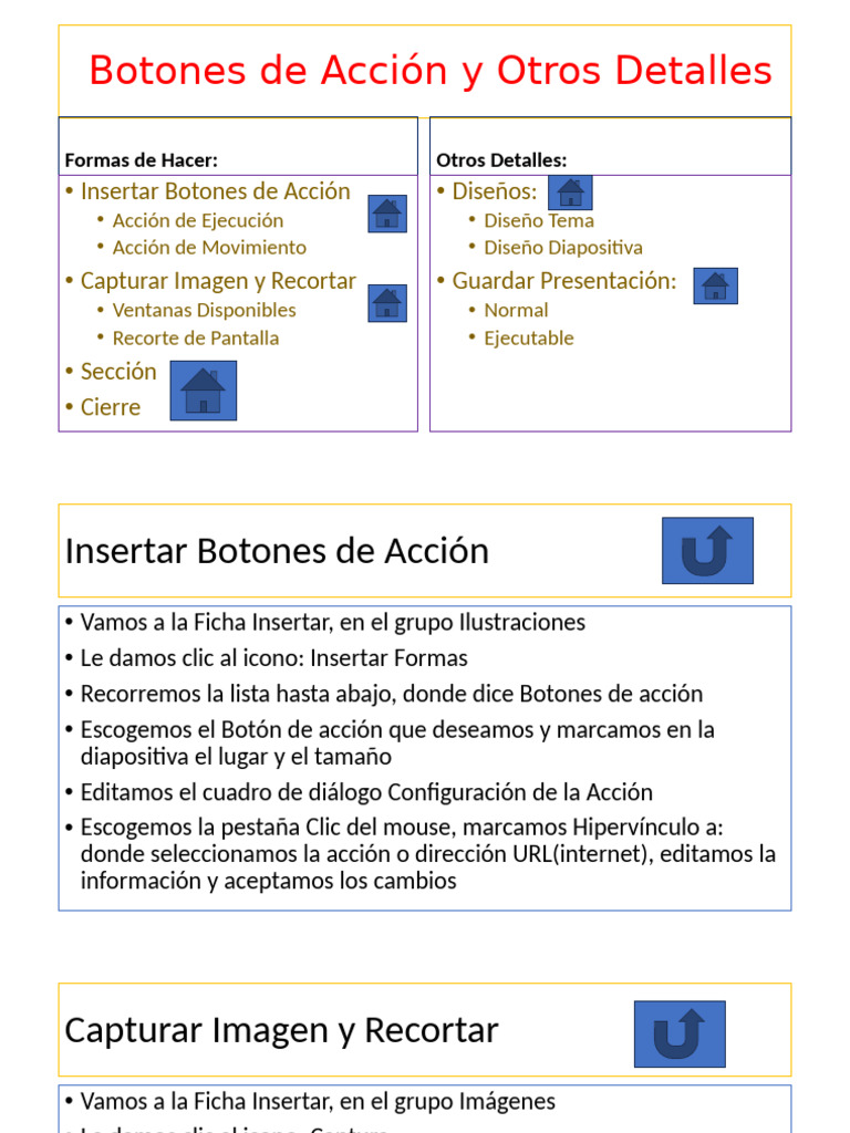 Presentacion Botones de Acción y Otros Detalles | PDF | Microsoft PowerPoint | Ventana (informática)