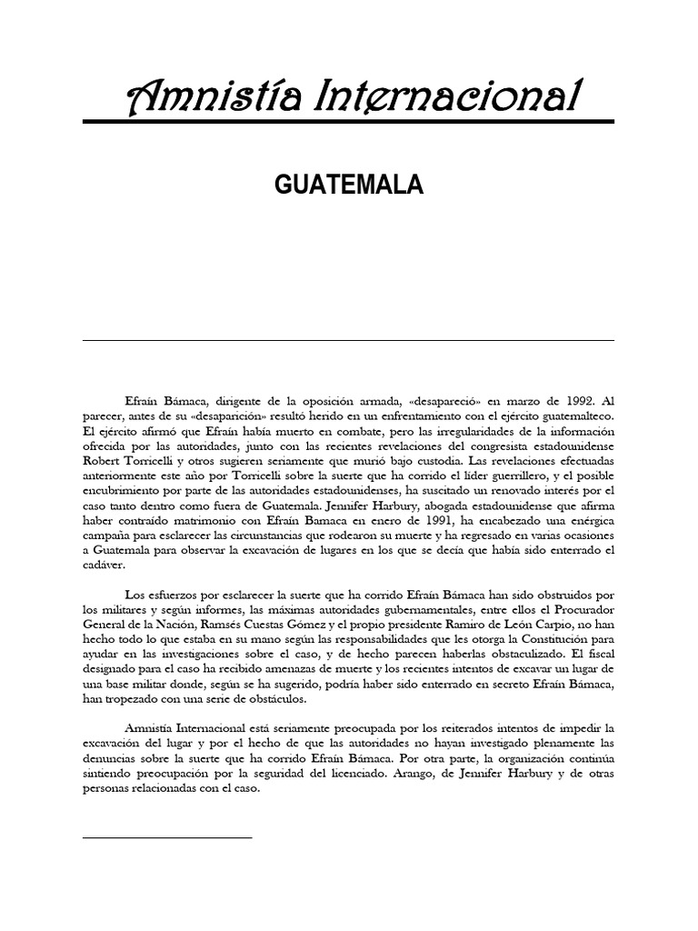 Caso Efraín Bámaca: Desaparición y Encubrimiento | PDF | Guatemala ...