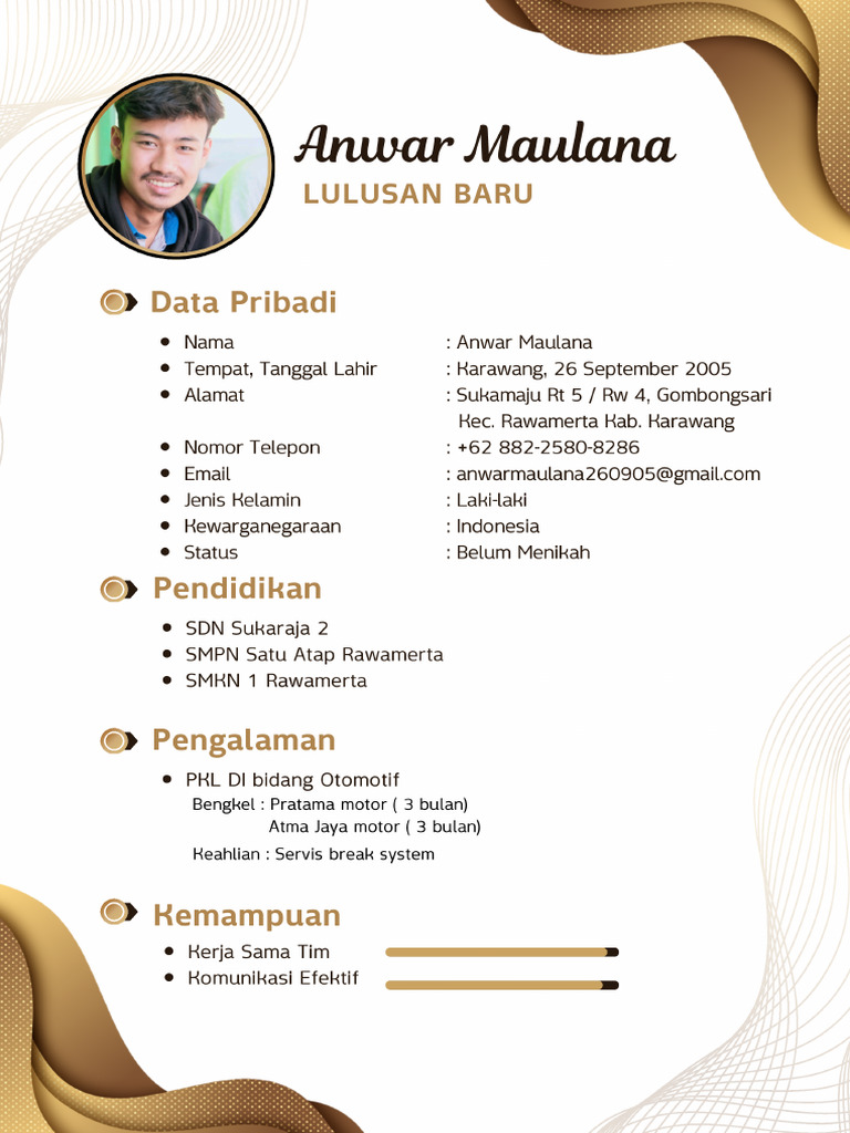 CV Resume Riwayat Hidup Anwar Maulana | PDF