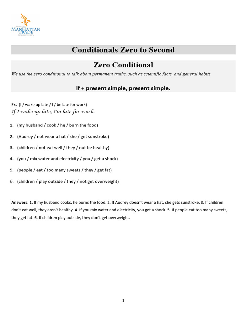 Conditionals 0 1 & 2 | PDF