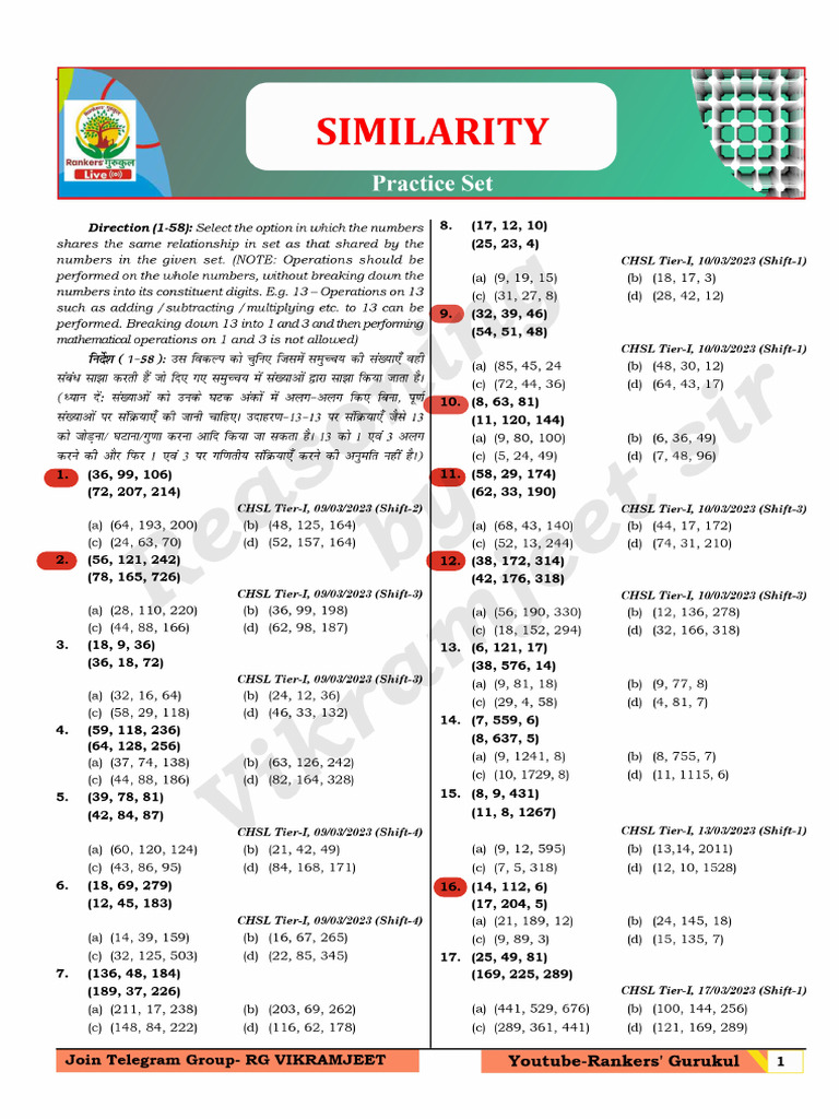 Similarity Practice Sheet | PDF
