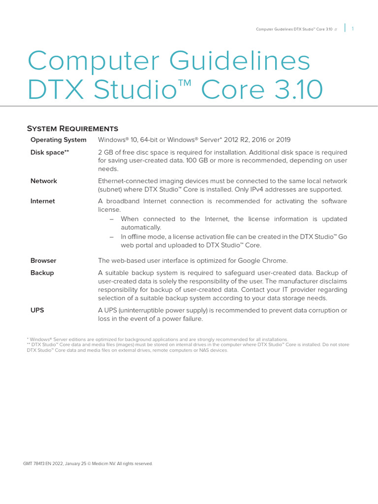 Computer Guidelines DTX Studio Core 3.10.5 EN | PDF | Backup | Server ...