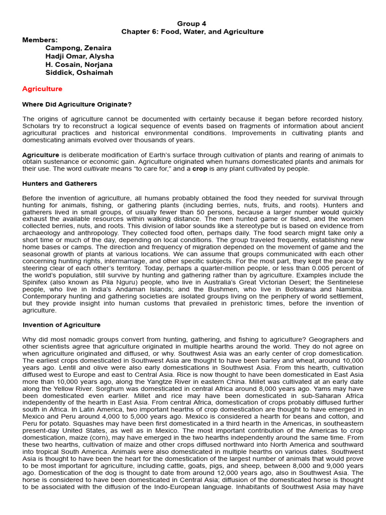 Origins and Types of Agriculture | PDF | Agriculture | Intensive Farming