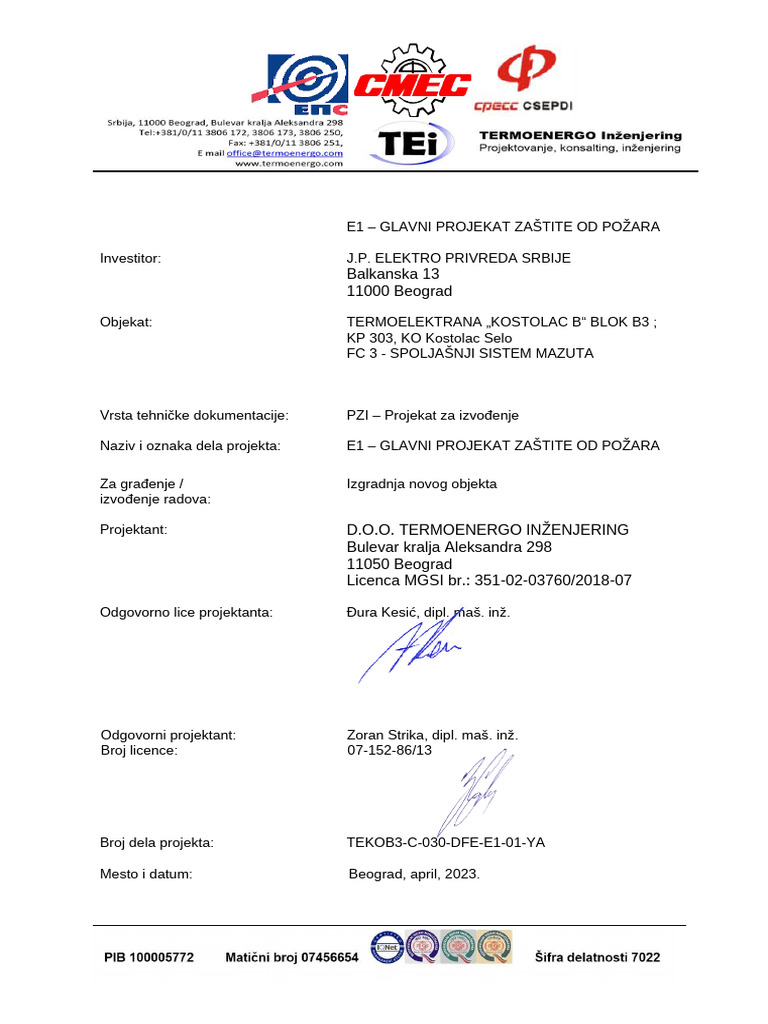 E110 Opsta Dokumentacija 20230407 Mg | PDF E110 Opsta Dokumentacija 20230407 Mg | PDF