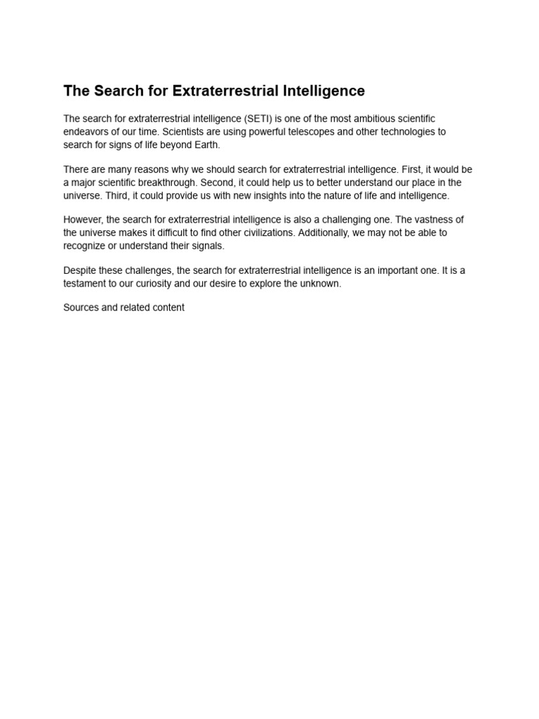 The Search For Extraterrestrial Intelligence | PDF | Philosophy