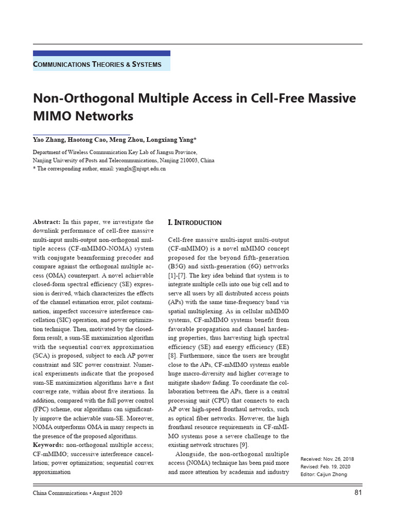 NOMA in CF MIMO | PDF | Mimo | Mathematical Optimization