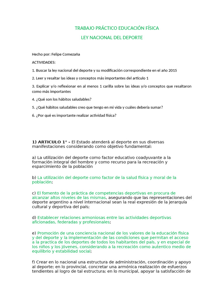 Trabajo Práctico Educación Físic1 | PDF | Deportes | Enseñando
