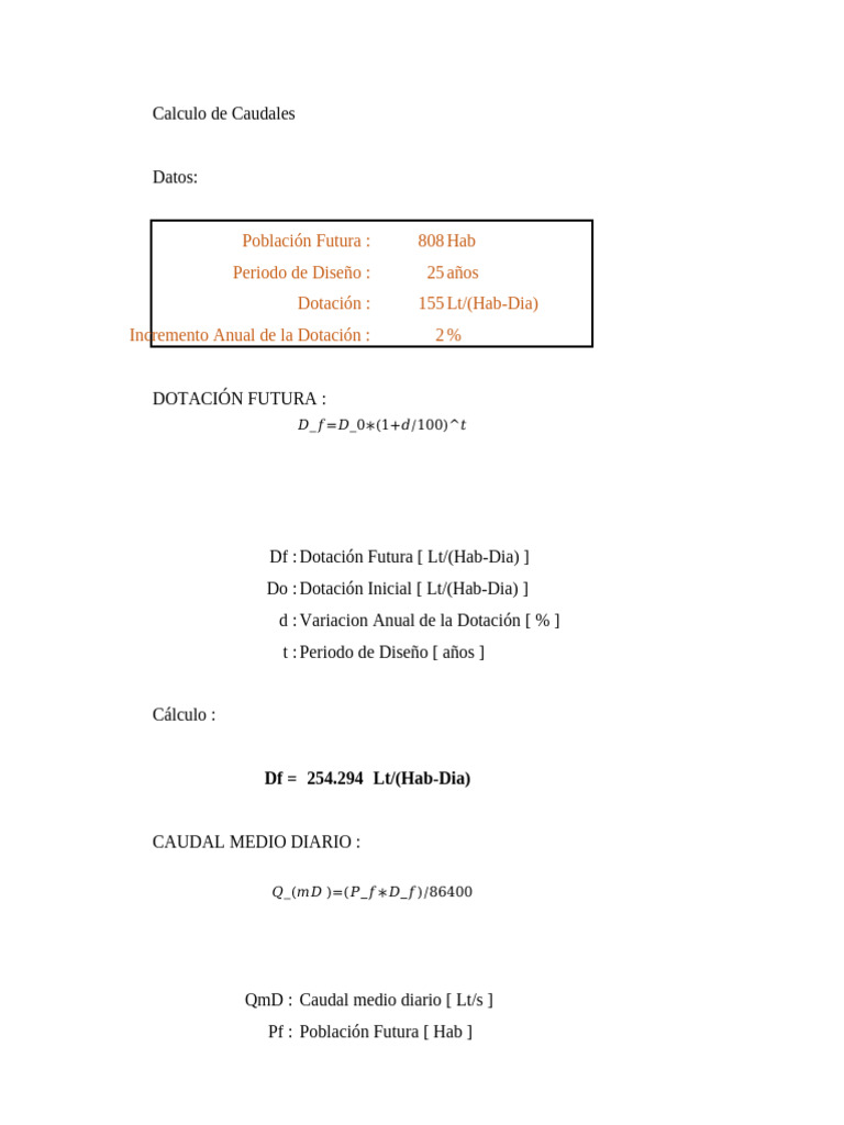 Calculo de Caudal Entre 2 Tanques QMD - QMD y QMH | PDF