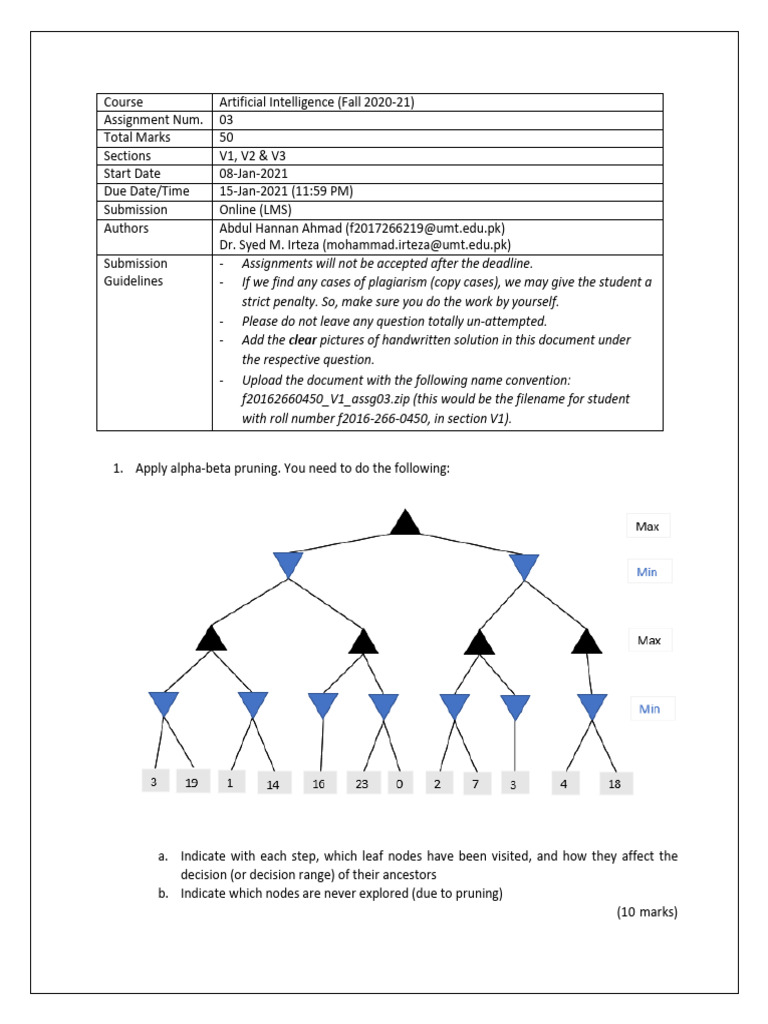 AI Fall 2020 21 V1 - V2 - V3 Assignment 03 | PDF | Computer Science ...