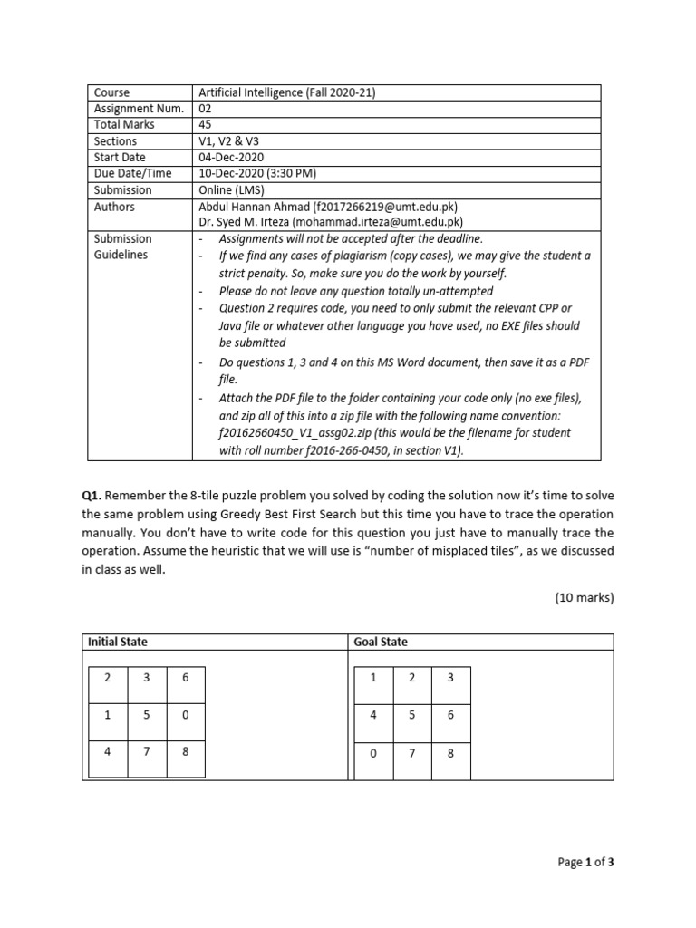 Ai V1 V2 V3 Fall 202021 Assg 02 Pdf Computer Programming Applied Mathematics