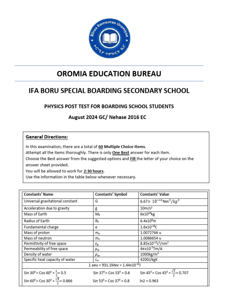 Physics Post Test | PDF | Significant Figures | Force