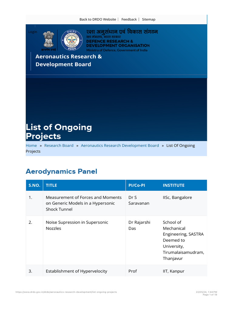 List of Ongoing Projects - Defence Research and Development Organisation - DRDO | PDF | Welding ...