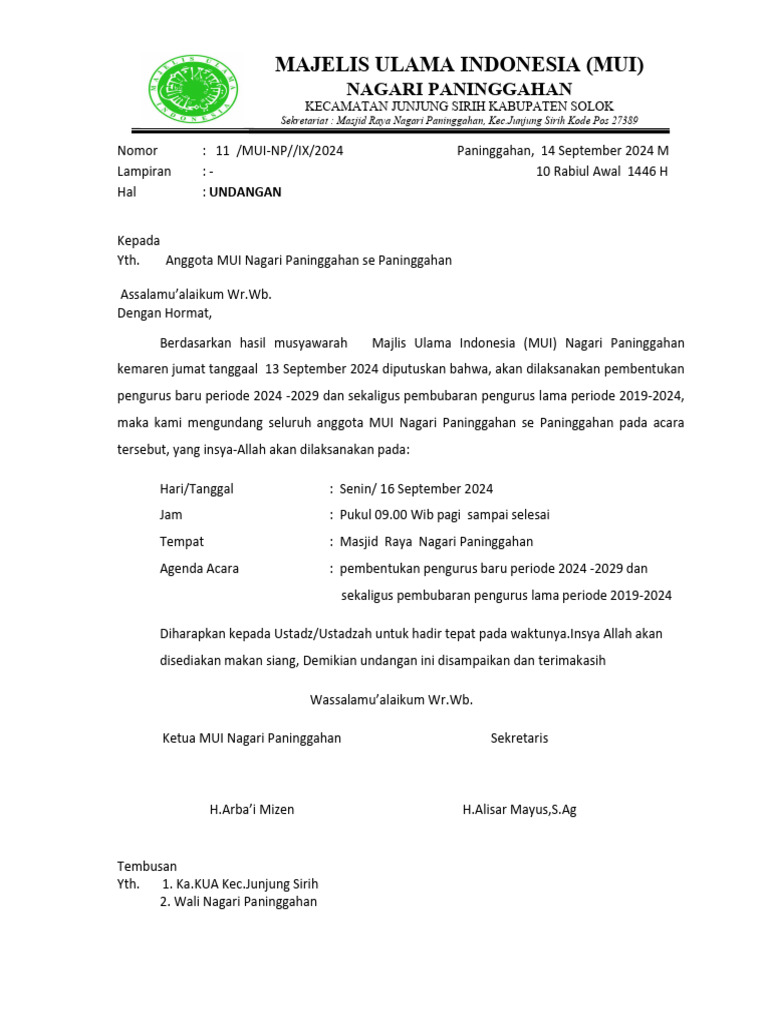 Undangan Mui 2024 | PDF