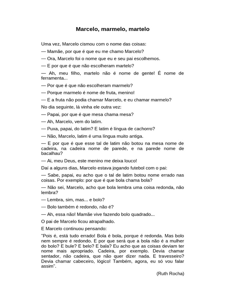 Marcelo, Marmelo, Martelo | PDF