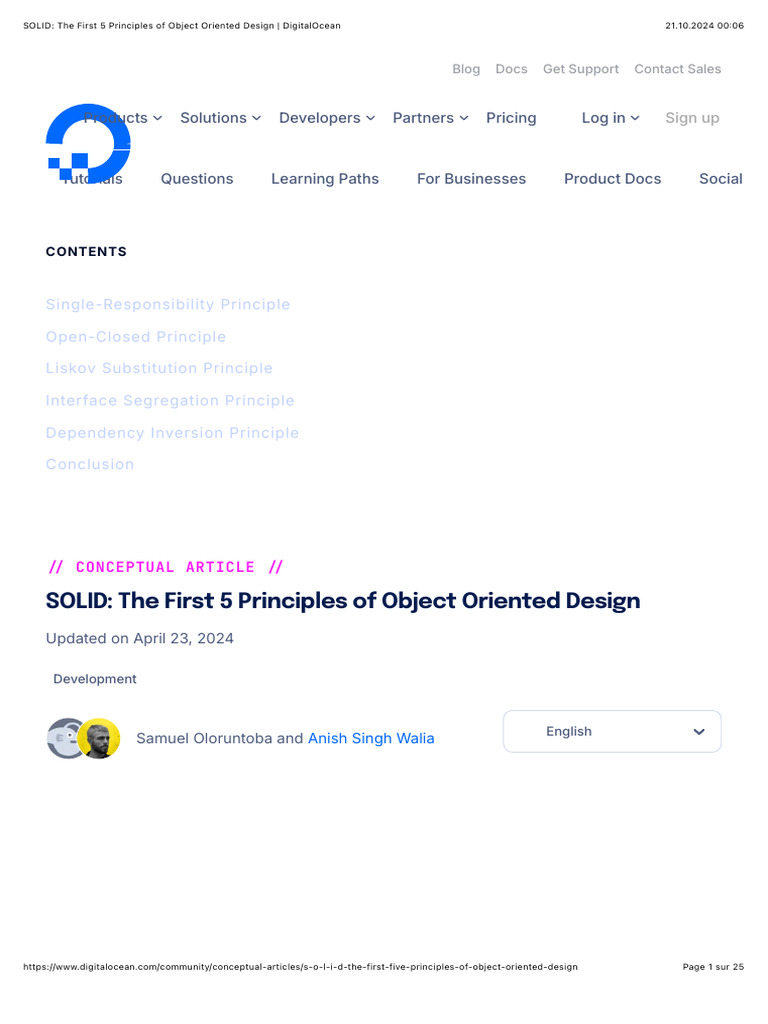 Solid The First 5 Principles Of Object Oriented Design Digitalocean Pdf Area 0599