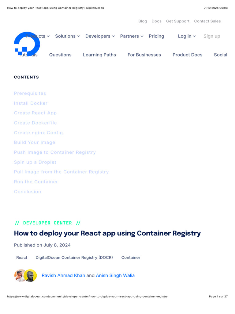 How To Deploy Your React App Using Container Registry - DigitalOcean ... How To Deploy Your React App Using Container Registry - DigitalOcean ...