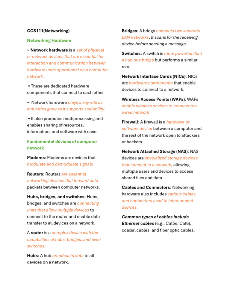 CCS111Reviewer Networking | PDF | Computer Network | Ieee 802.11