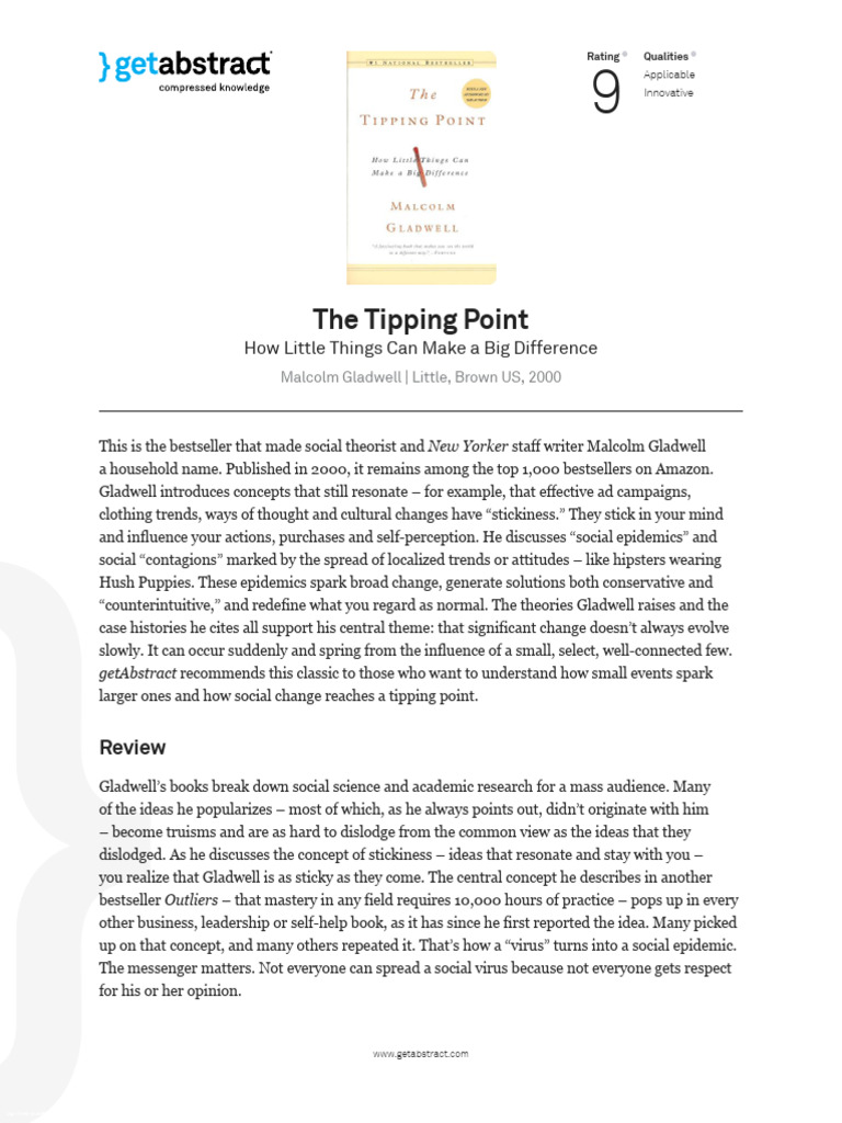 The Tipping Point Gladwell en 448 | PDF