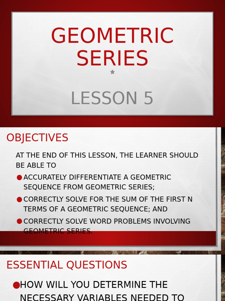 Lesson 5 Geometric Series | PDF