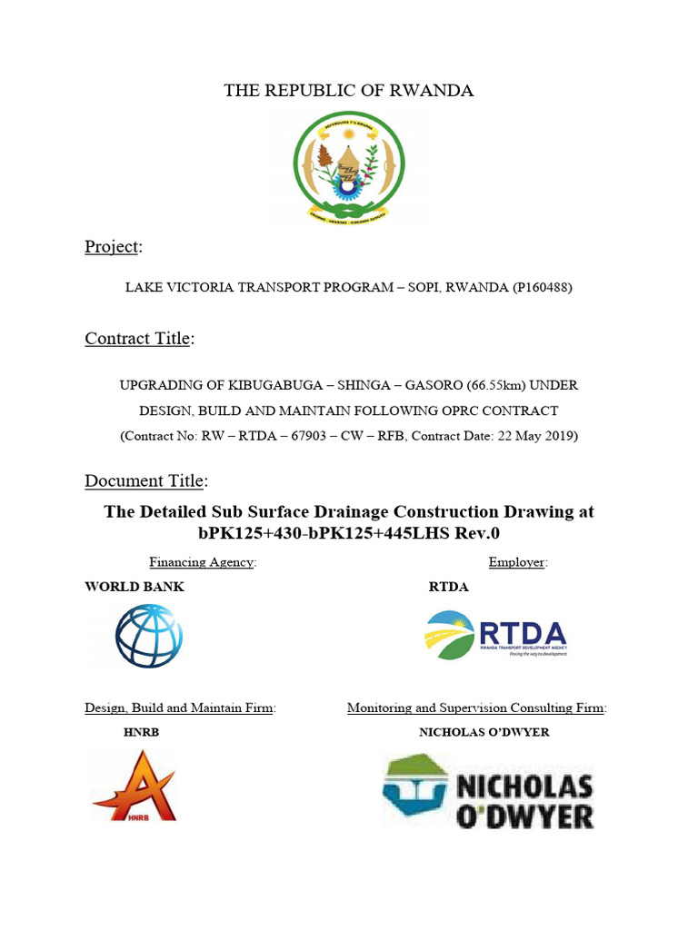 Subsurface Drainage Design Drawing Rwanda | PDF | Drainage