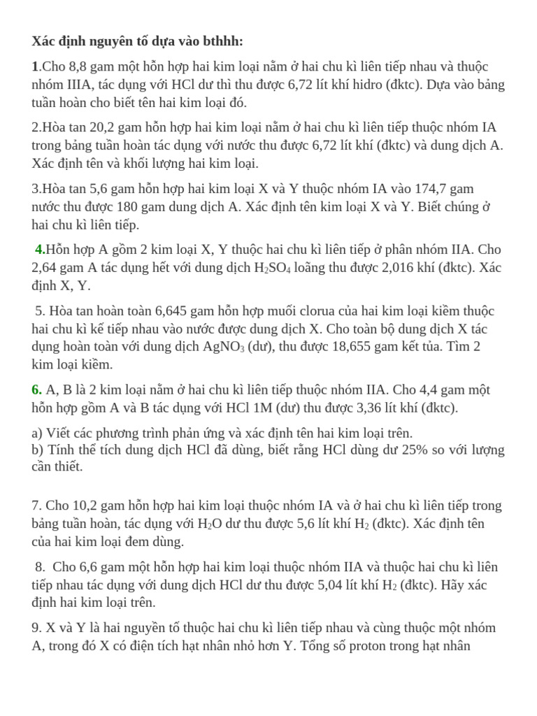 Tìm Ngto Trong BTHHH | PDF