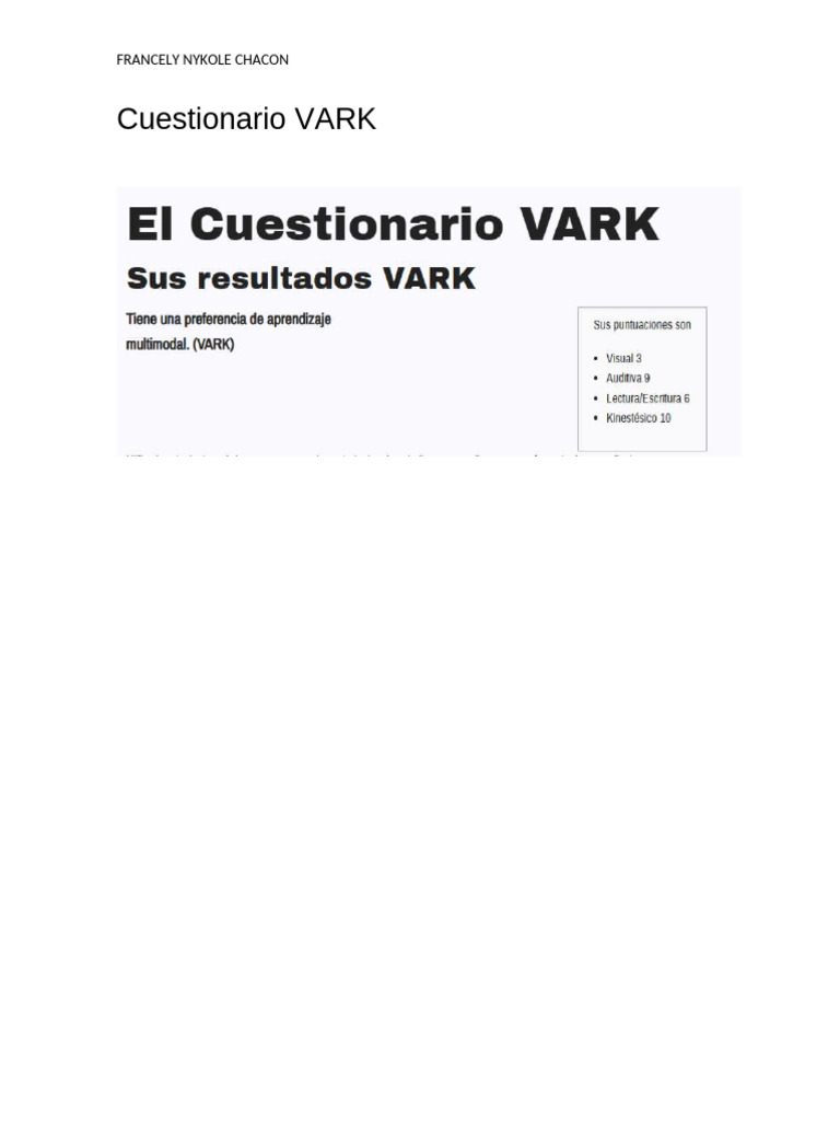 Cuestionario VARK | PDF