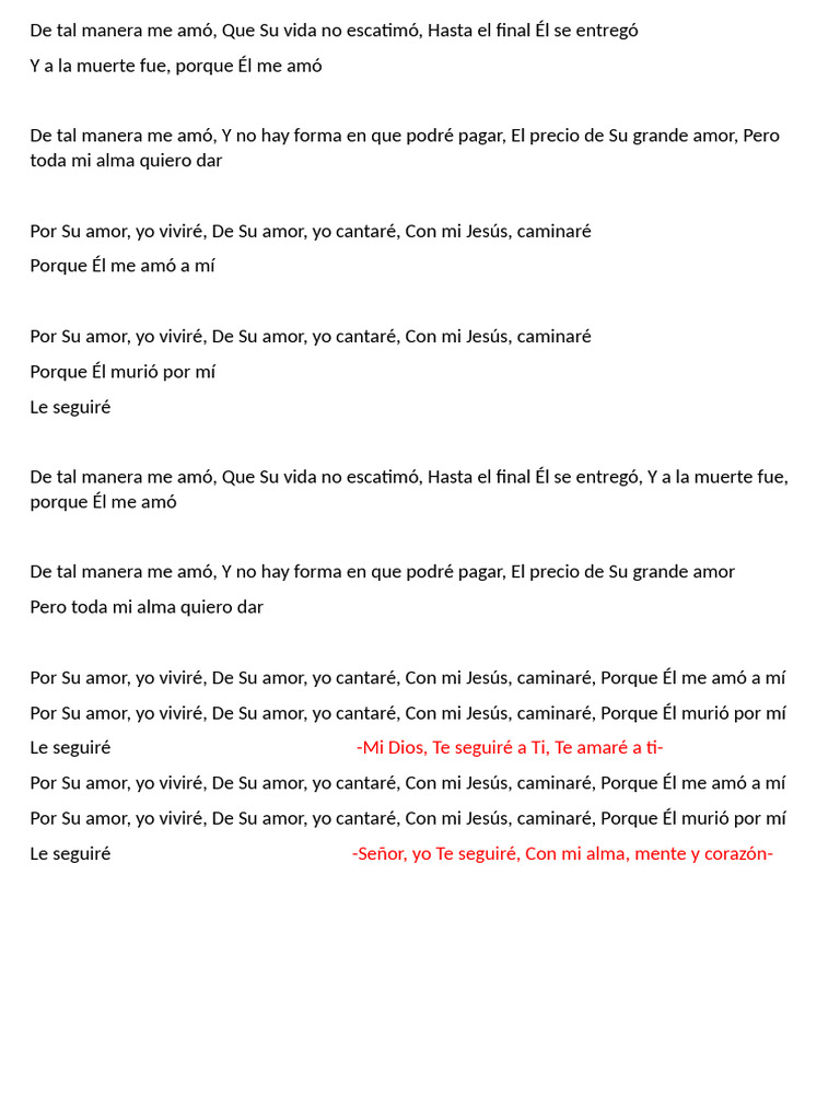 De Tal Manera Me Amó Letra | PDF