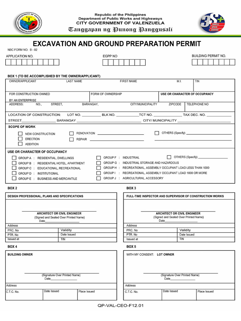 Excavation Permit Form | PDF