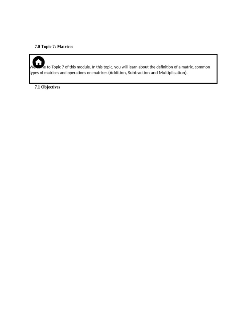 Topic 7 Matrices 1 Pdf Matrix Mathematics Mathematical Concepts 4019