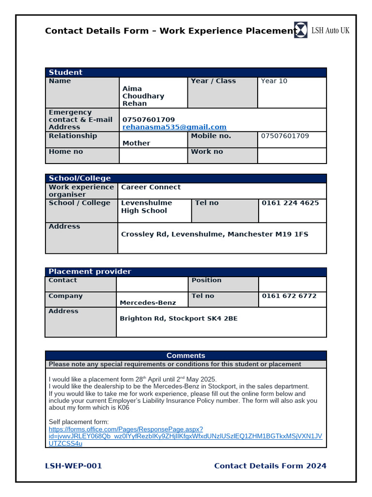 Work Experience Application | PDF