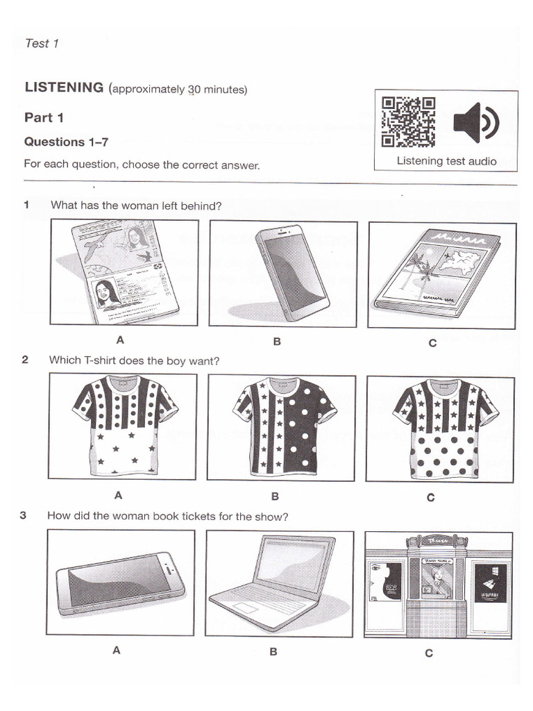 PET 2 - Listening - Test 1 | PDF