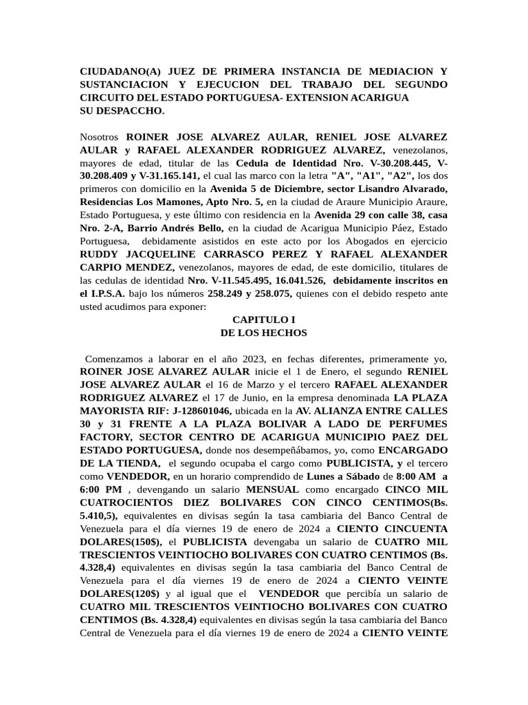Demanda Por Prestaciones Sociales ROINER (1) - 2 | PDF | Derecho ...