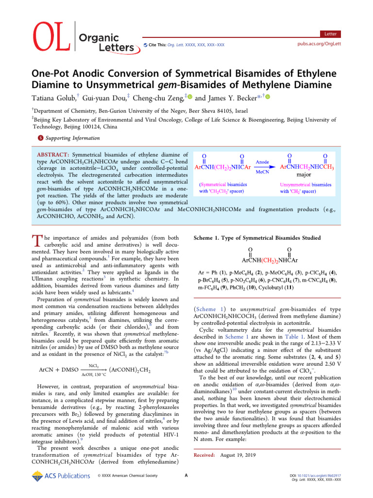 Chemists' Guide to Anodic Bisamide Conversion | PDF | Anode | Electrode