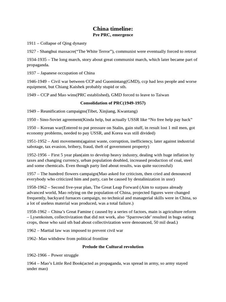 China Timeline | PDF | Mao Zedong | China