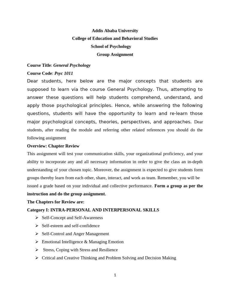 Group Assignment AAU | PDF | Psychology | Emotions
