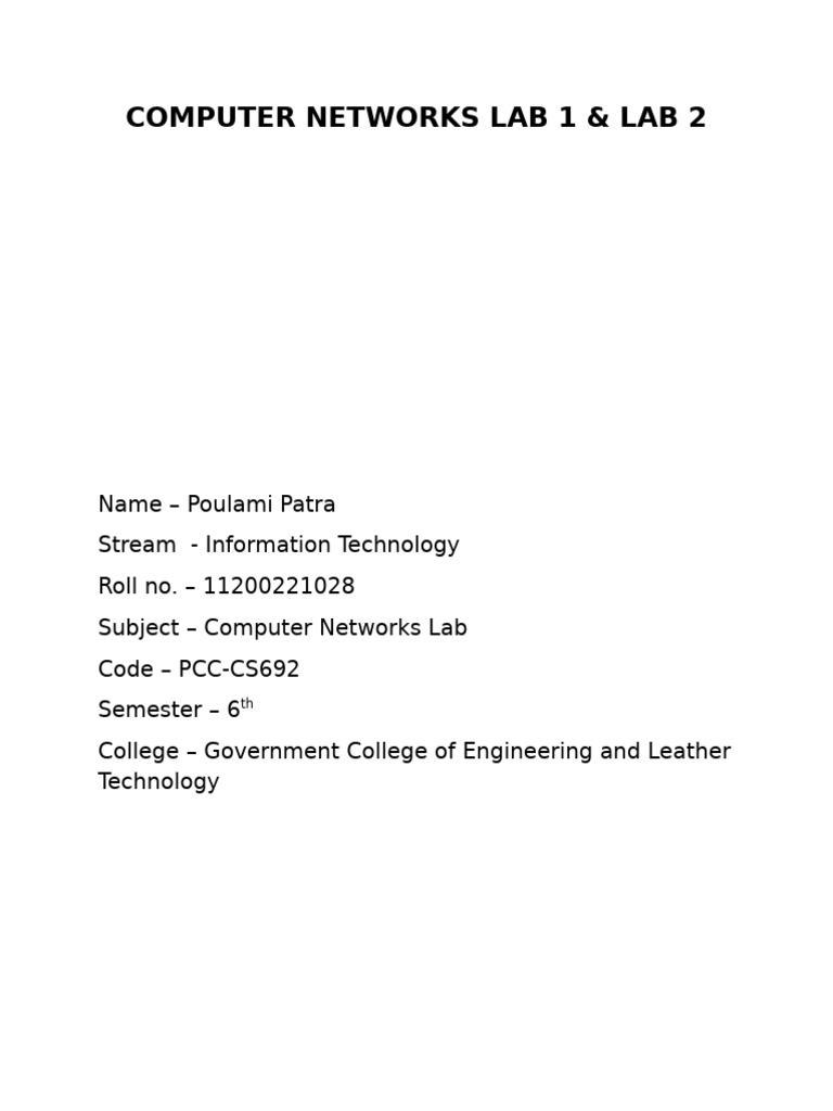 Computer Networks Lab 1 & Lab 2 | PDF
